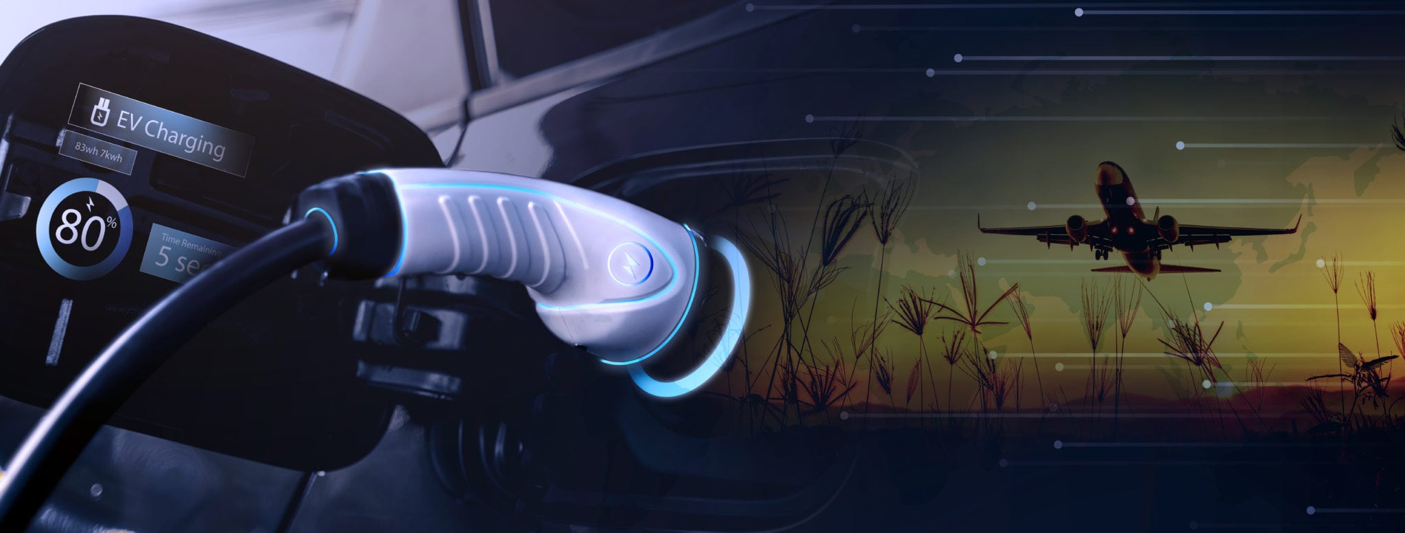 Power cable pump plug in charging power to electric vehicle EV air ...